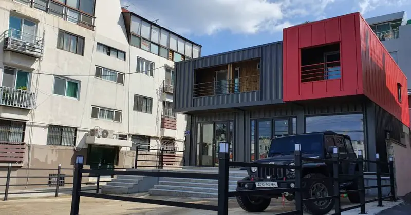A Combination of Container Cafe and Container House - South Korea