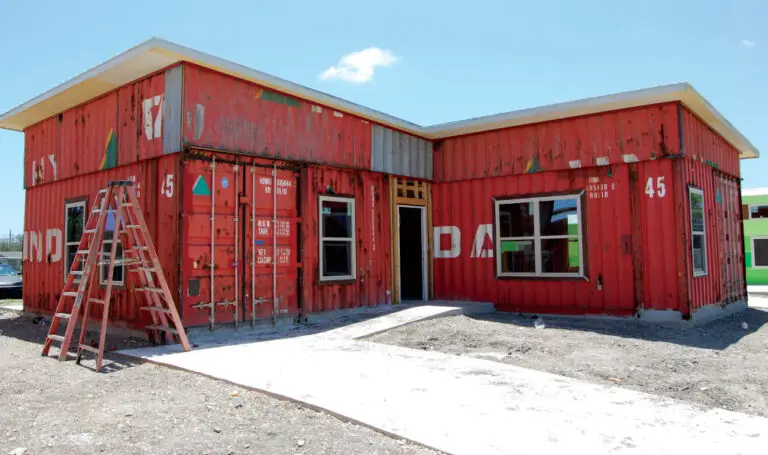 Red Painted Shipping Container House from San Antonio