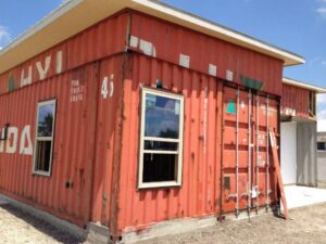 Red Painted Shipping Container House from San Antonio