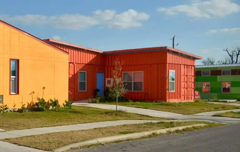 Red Painted Shipping Container House from San Antonio