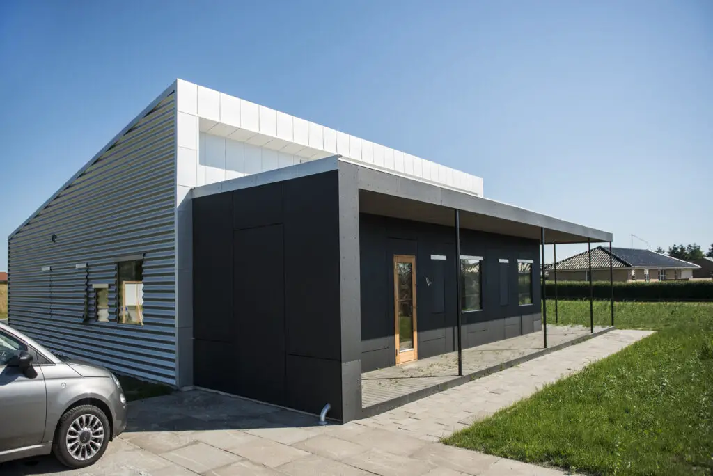 Shipping Container House Built from Processed Recycled Materials in Denmark