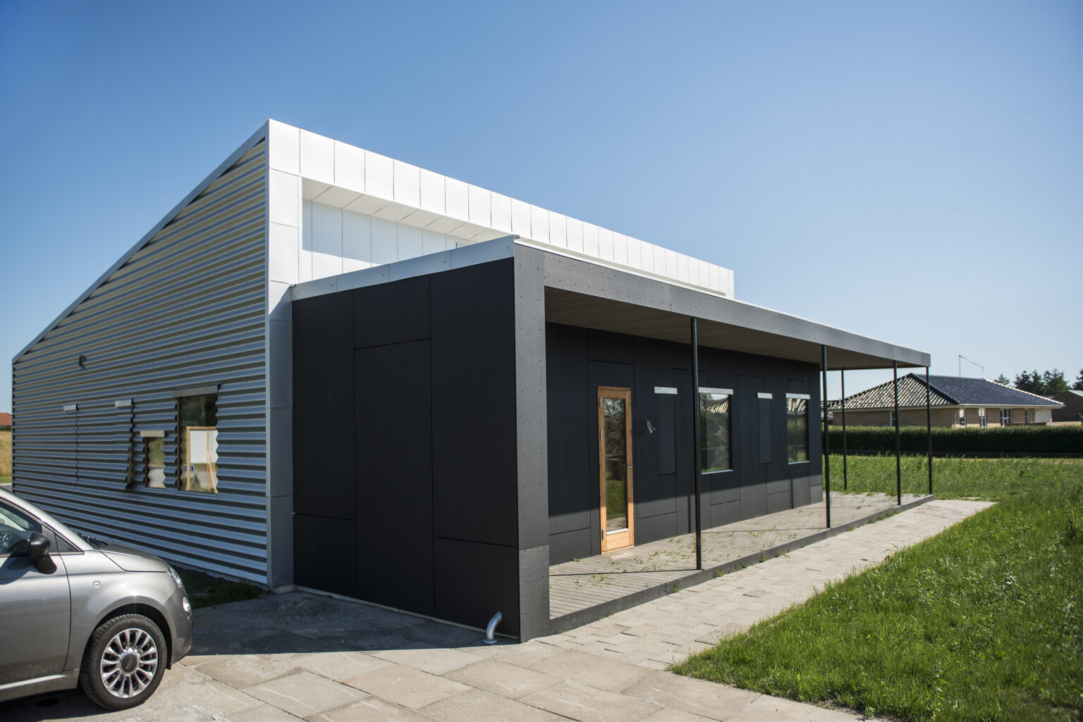 Shipping Container House Built from Processed Recycled Materials in Denmark
