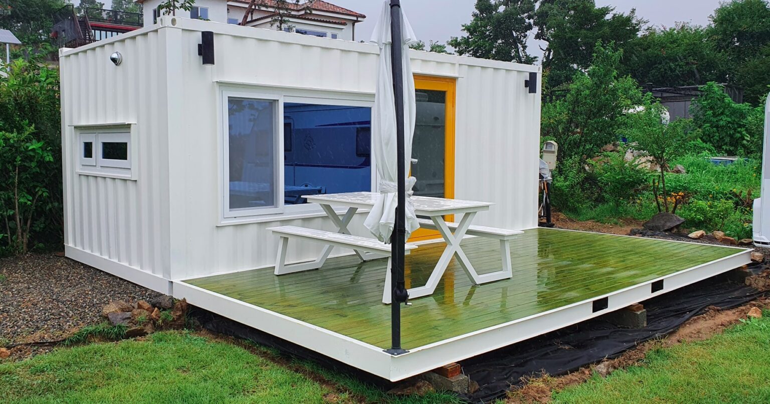 Tiny and Cute White Container House