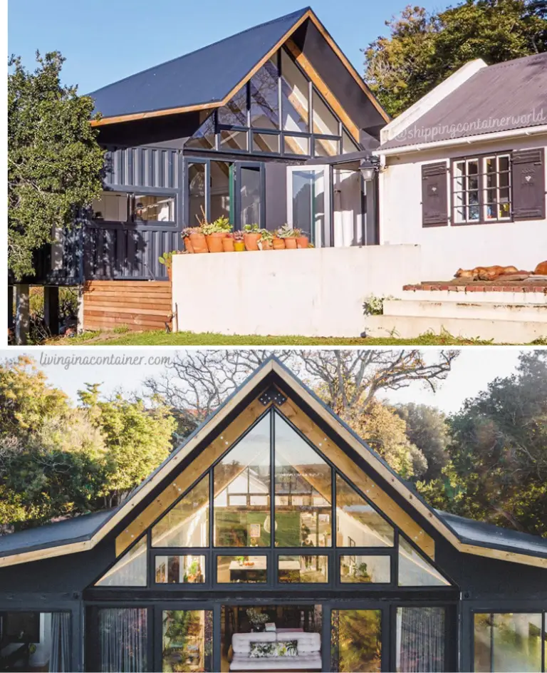 Modern Shipping Container House Connected with Existing Cottage