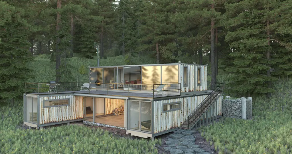 Shipping Container House Model for Family of 4 People