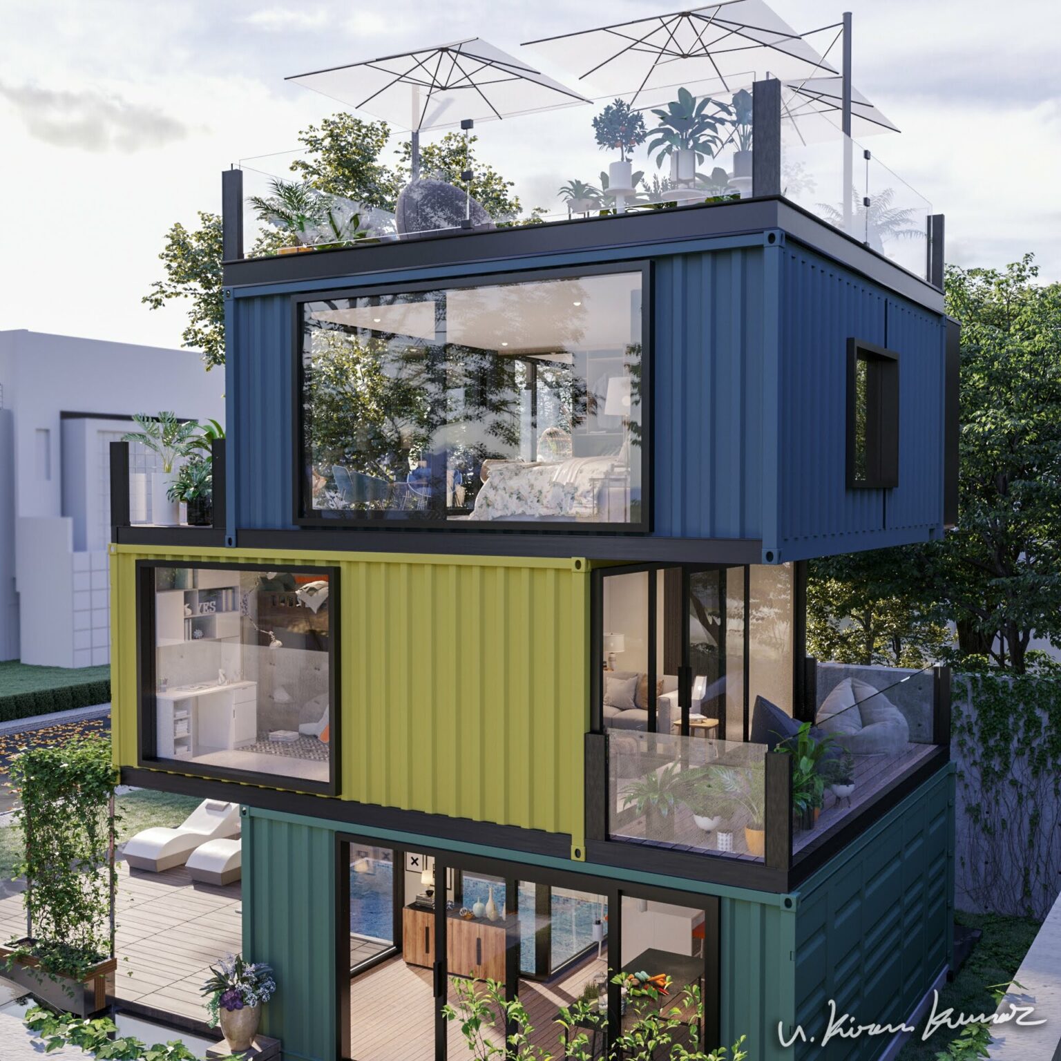 3-storey Cool Looking Container House Concept