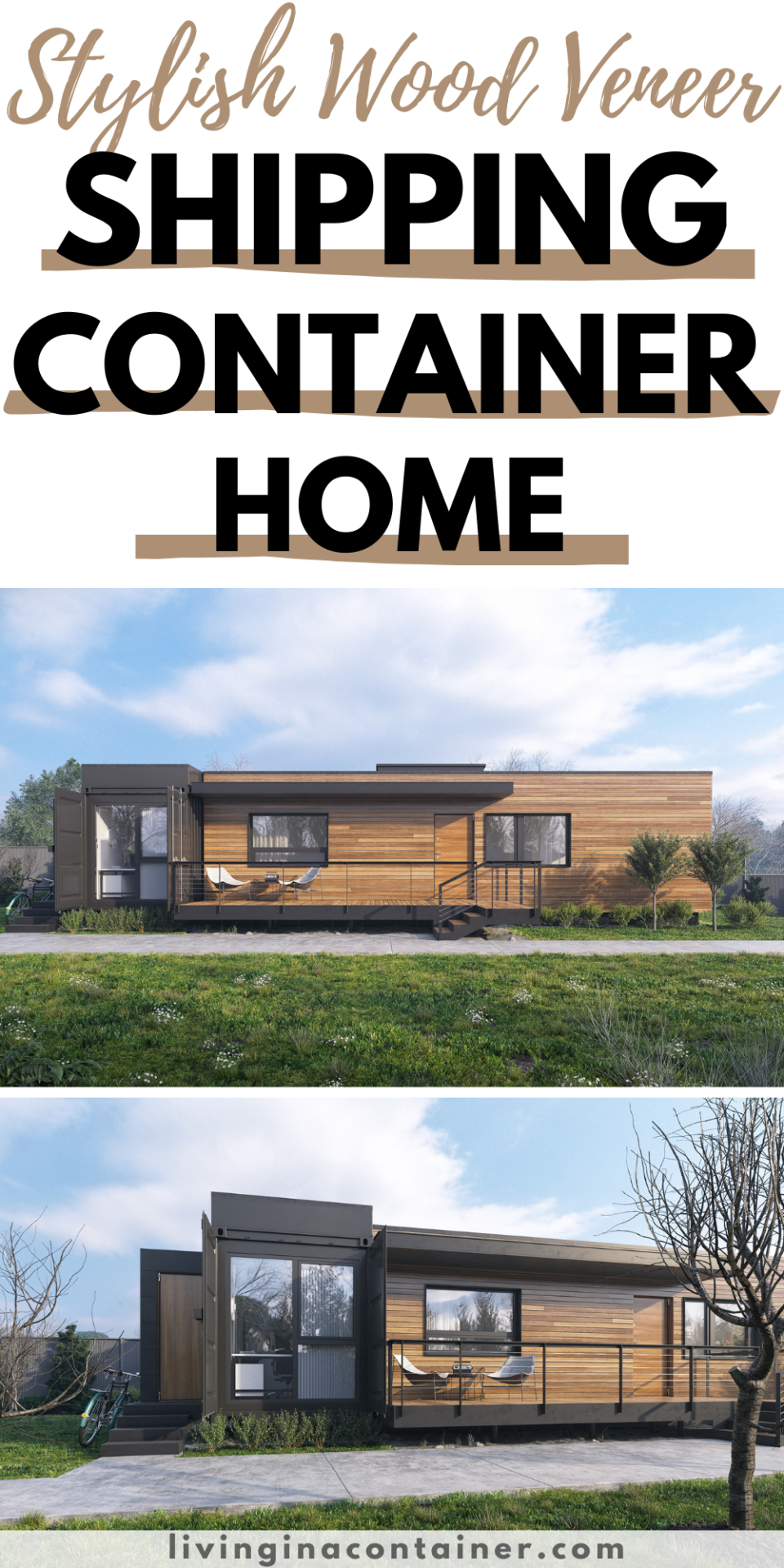 Stylish Wood Veneer Shipping Container House Model