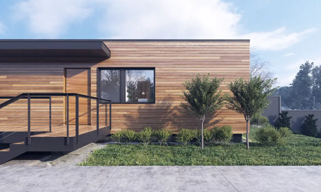 Stylish Wood Veneer Shipping Container House Model