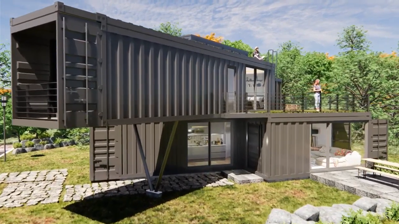 915 sqft 2-Storey Container House Design