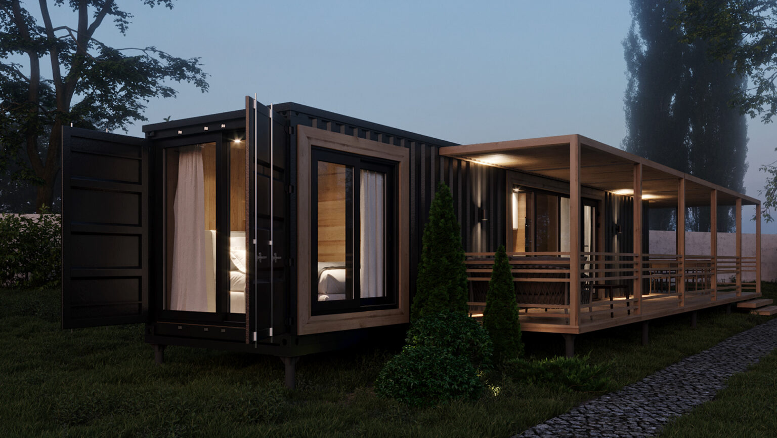 Amazing Harmony of Shipping Container and Wood