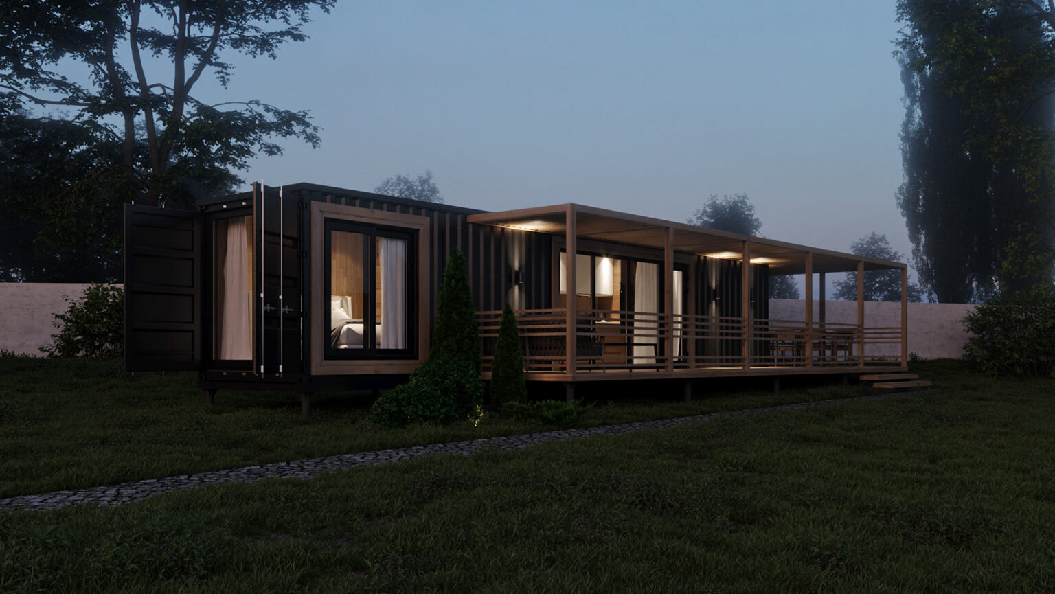 Amazing Harmony of Shipping Container and Wood