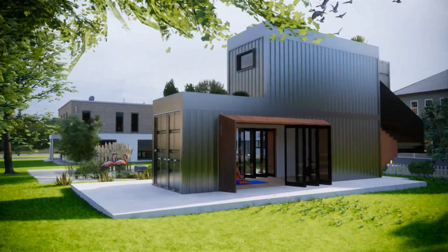 Shipping Container Backyard GYM and Office