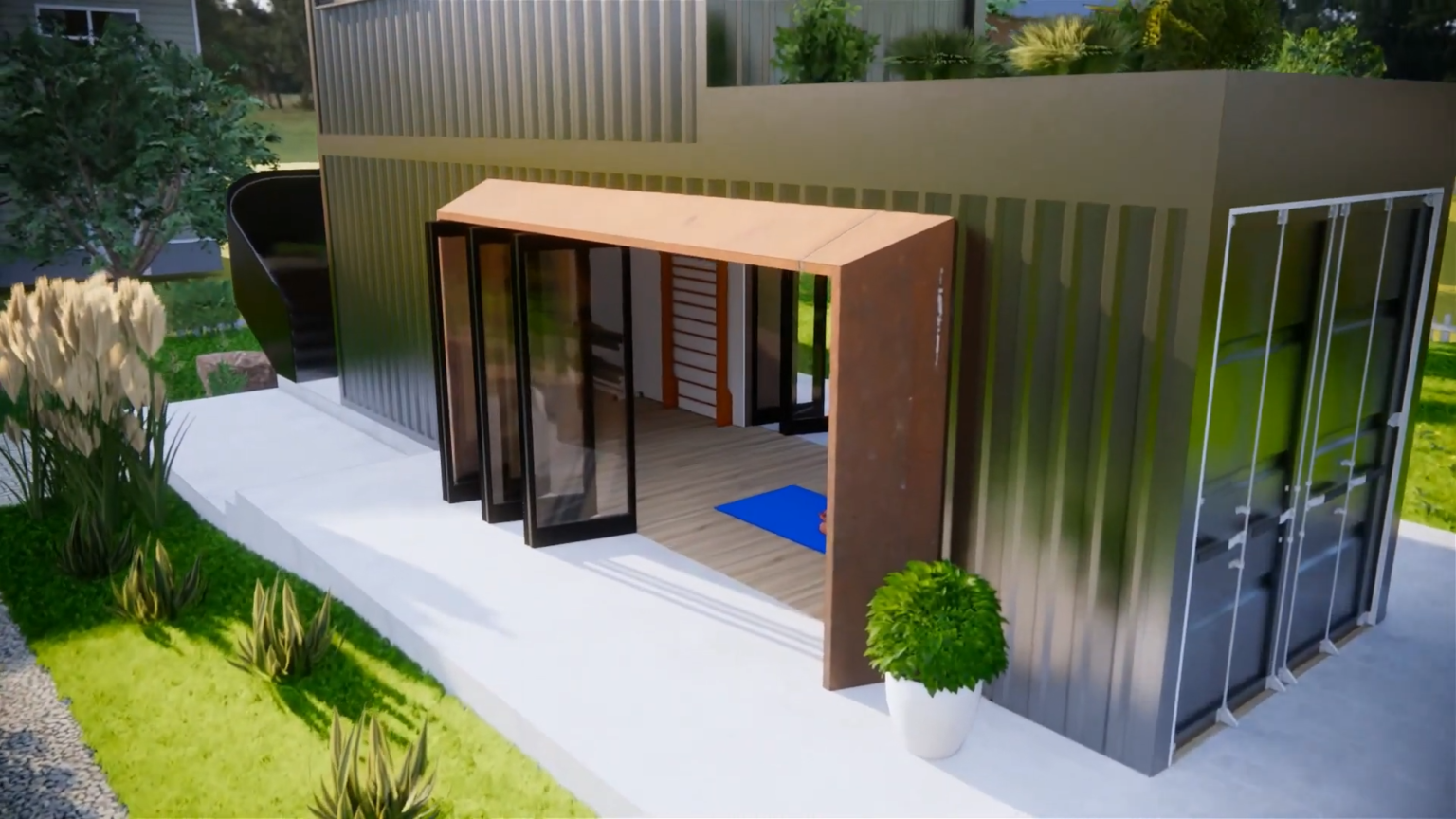 Shipping Container Backyard GYM and Office