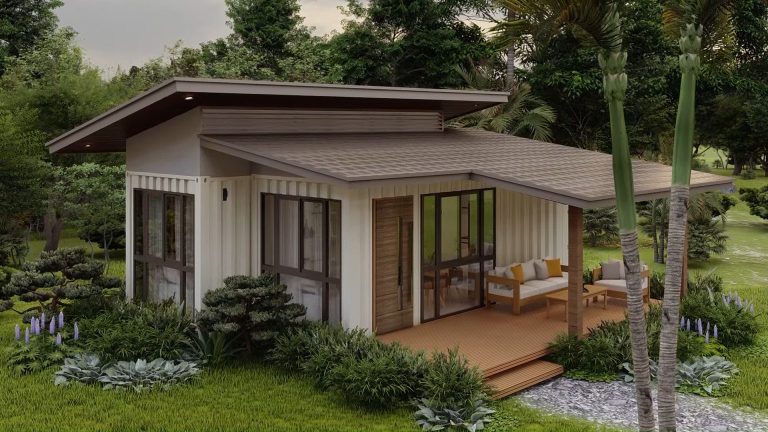 White Painted Tiny Container House Design