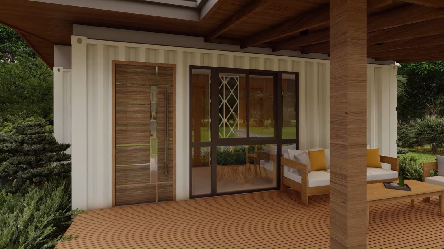 White Painted Tiny Container House Design