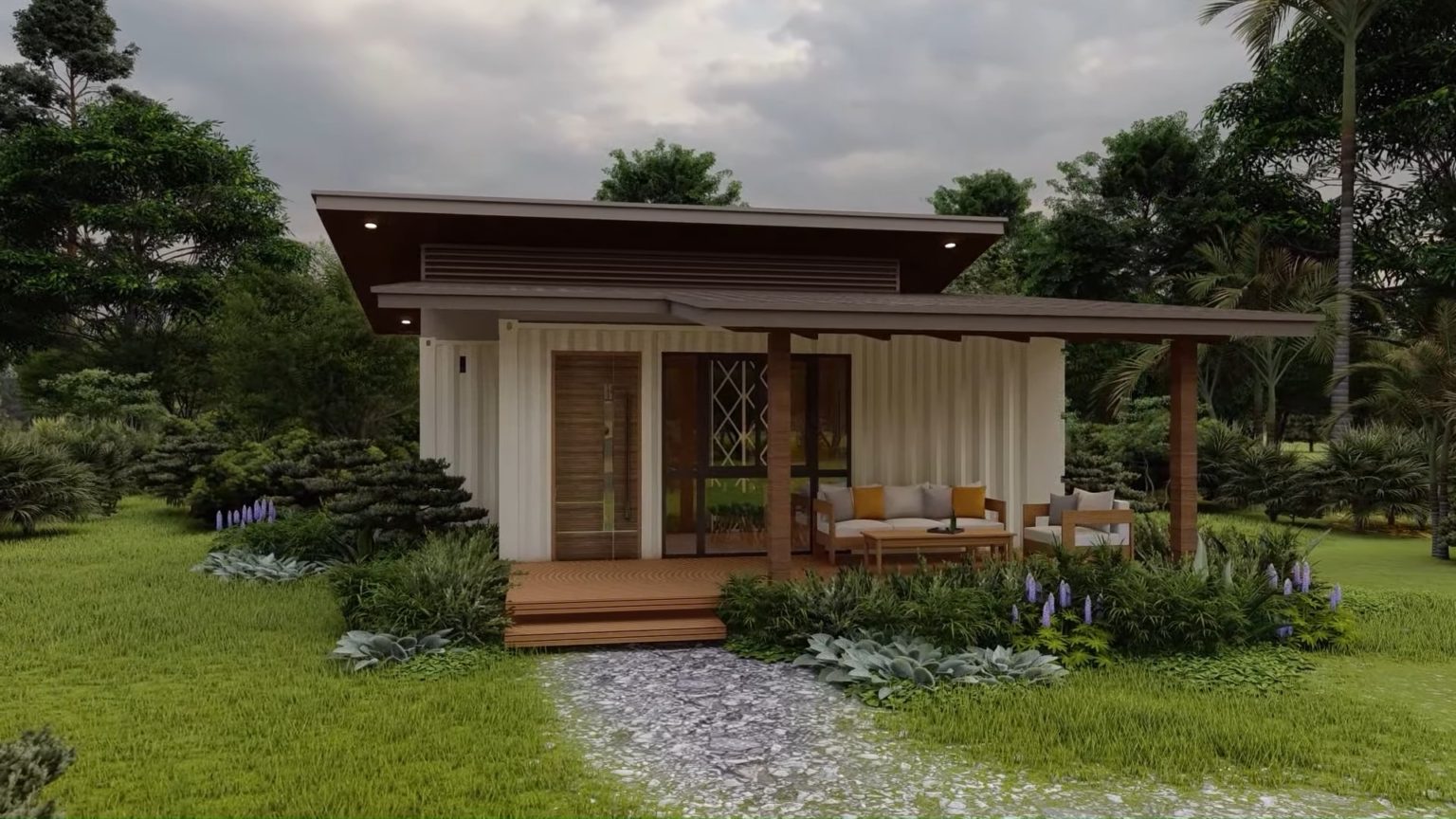 White Painted Tiny Container House Design