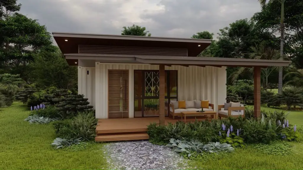 White Painted Tiny Container House Design