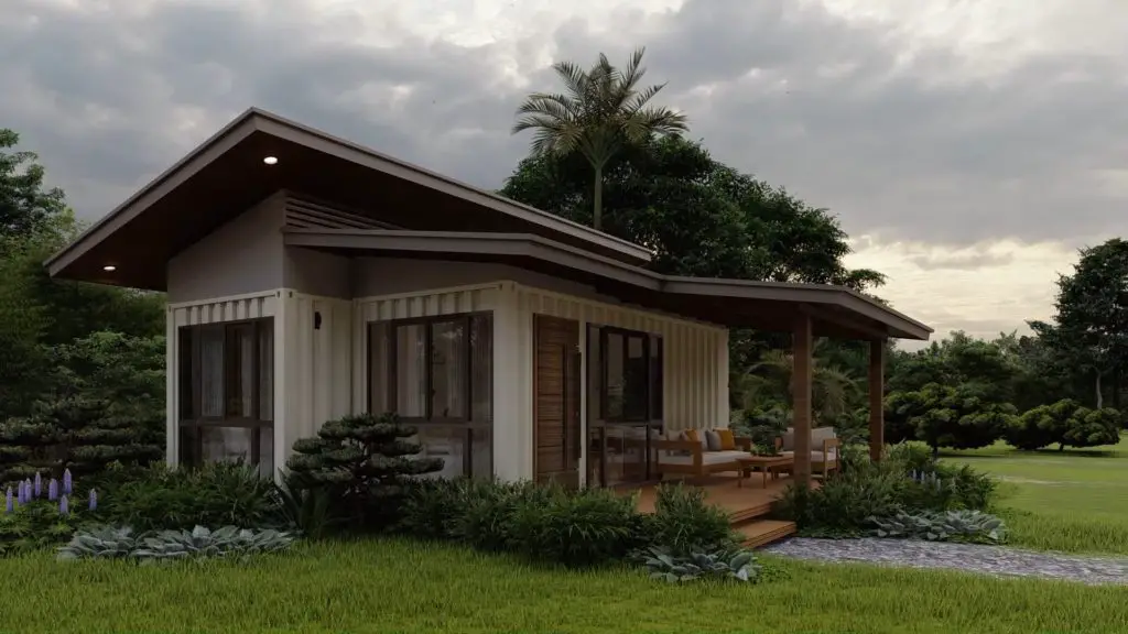 White Painted Tiny Container House Design