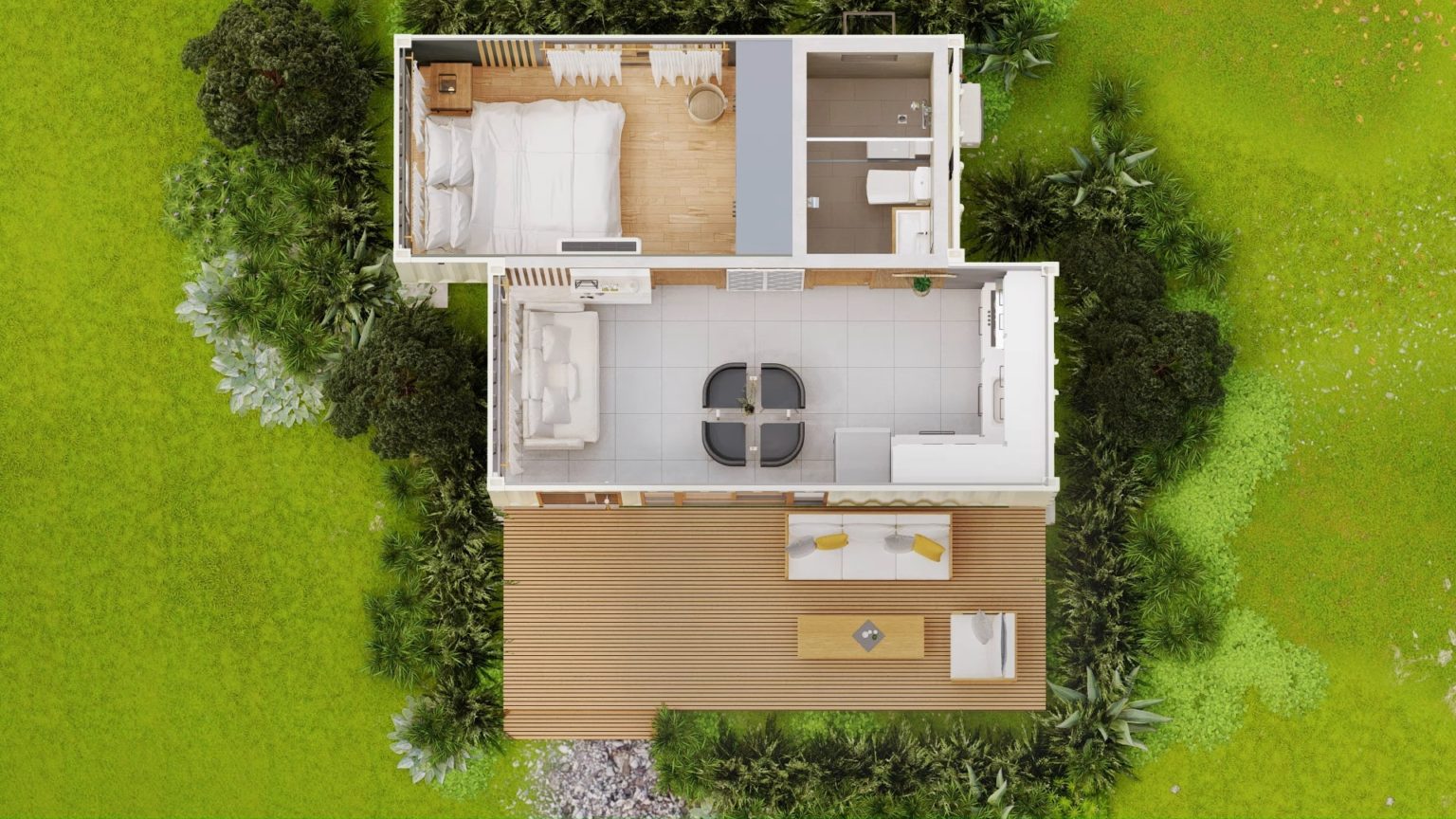 White Painted Tiny Container House Design