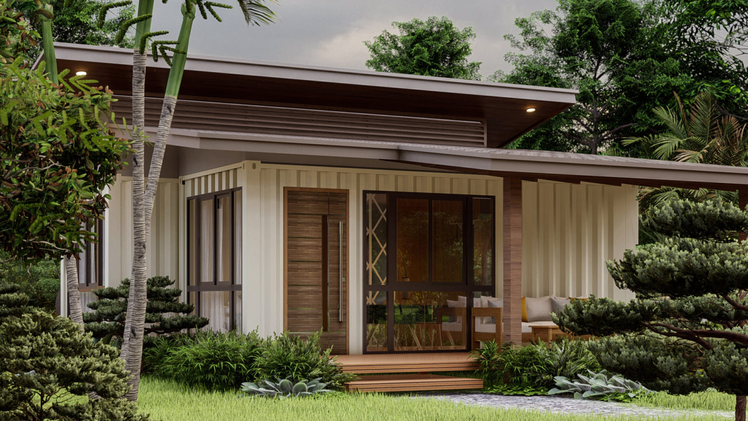 White Painted Tiny Container House Design