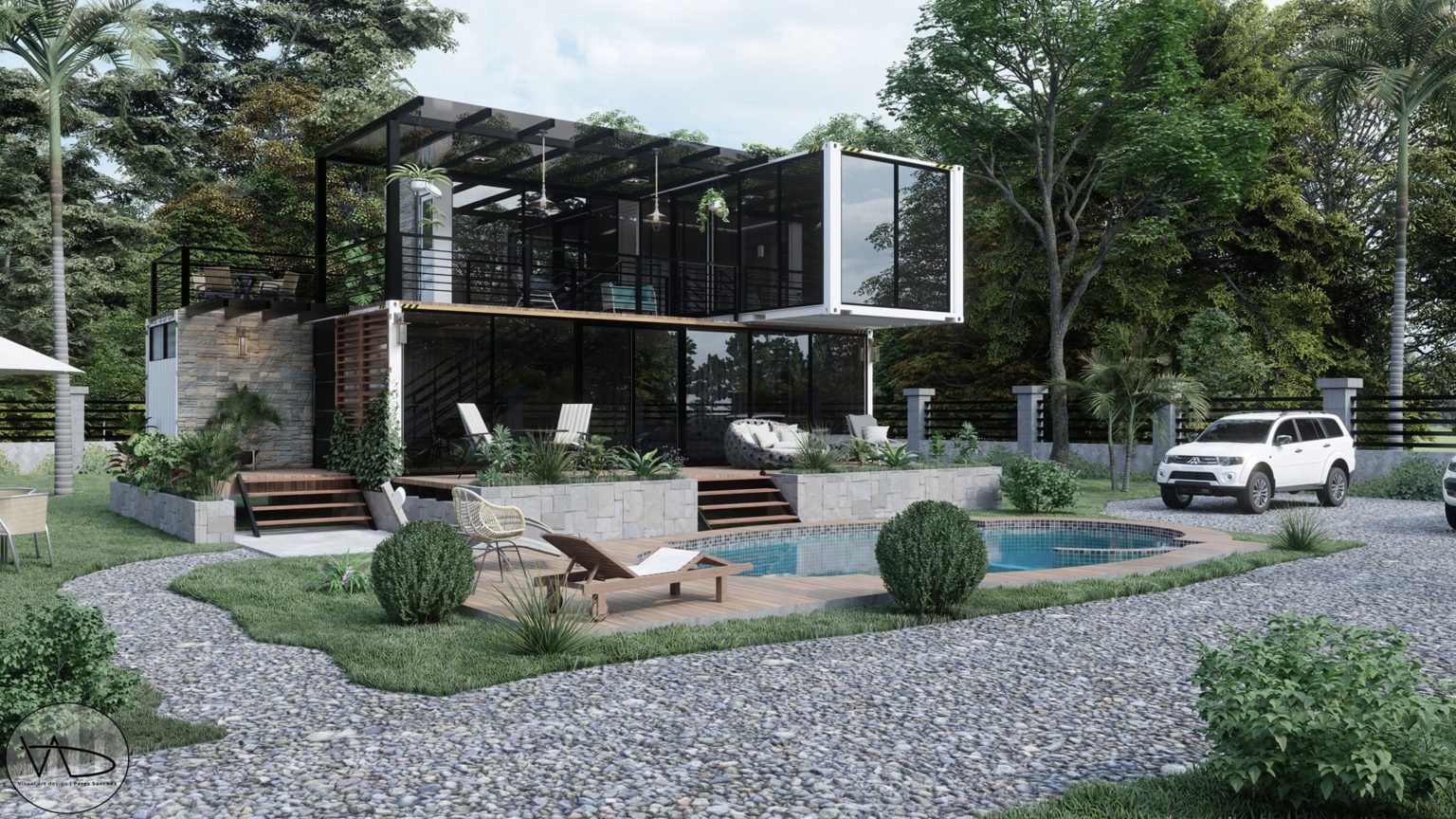 Container Home with a Swimming Pool