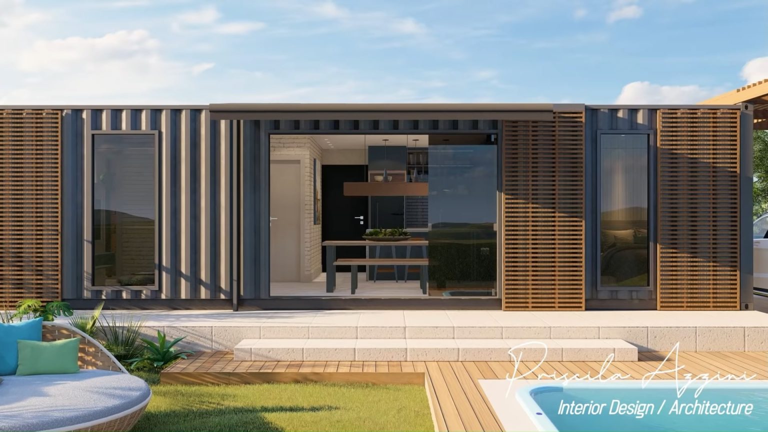 Shipping Container House with Pool - Living in a Container