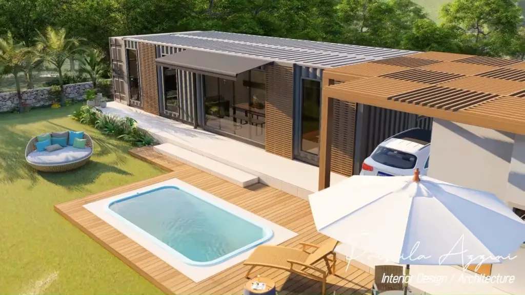 Shipping Container House with Pool - Living in a Container
