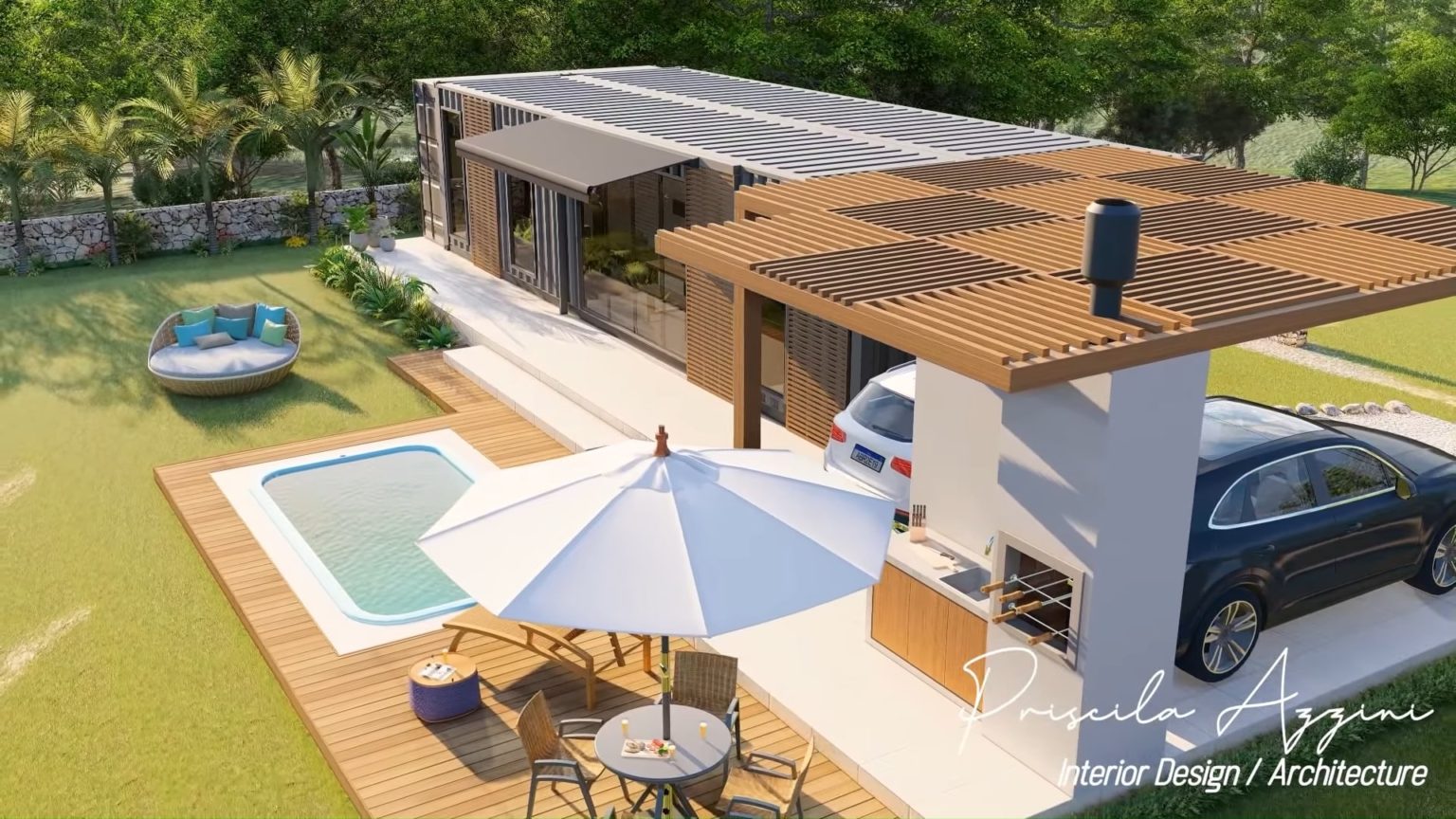 Shipping Container House with Pool - Living in a Container