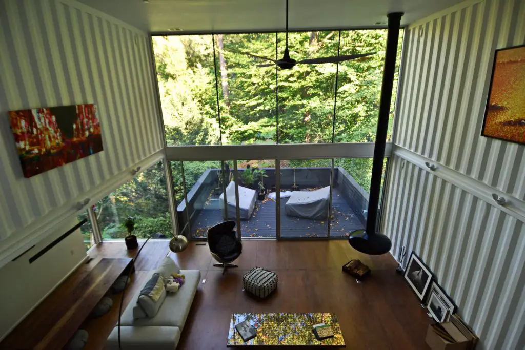 Shipping Container Home in Center of Trees