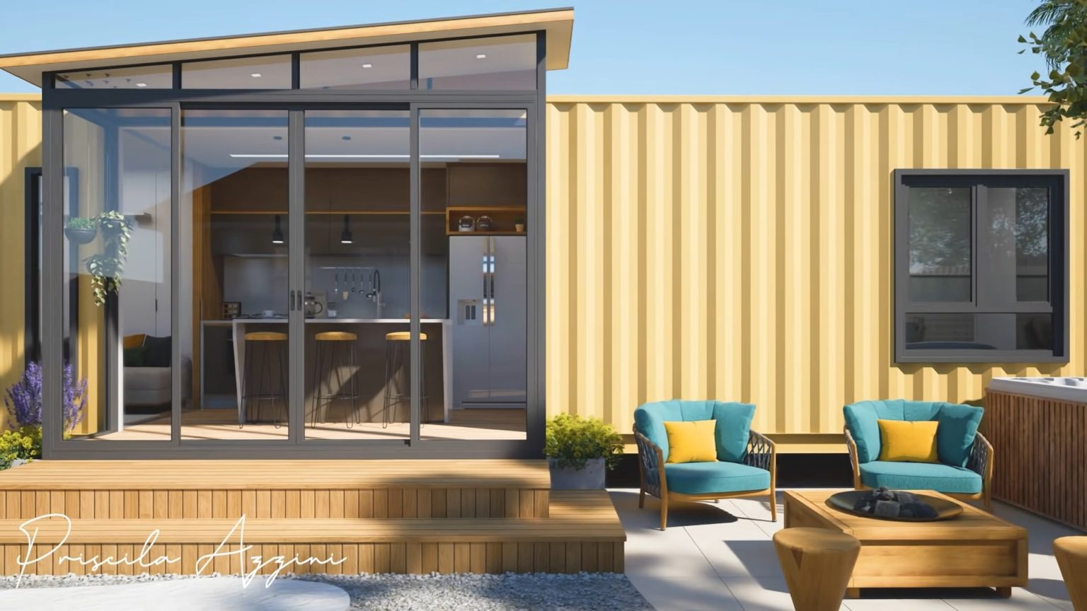Yellow Painted Container House Design | Living in a Container