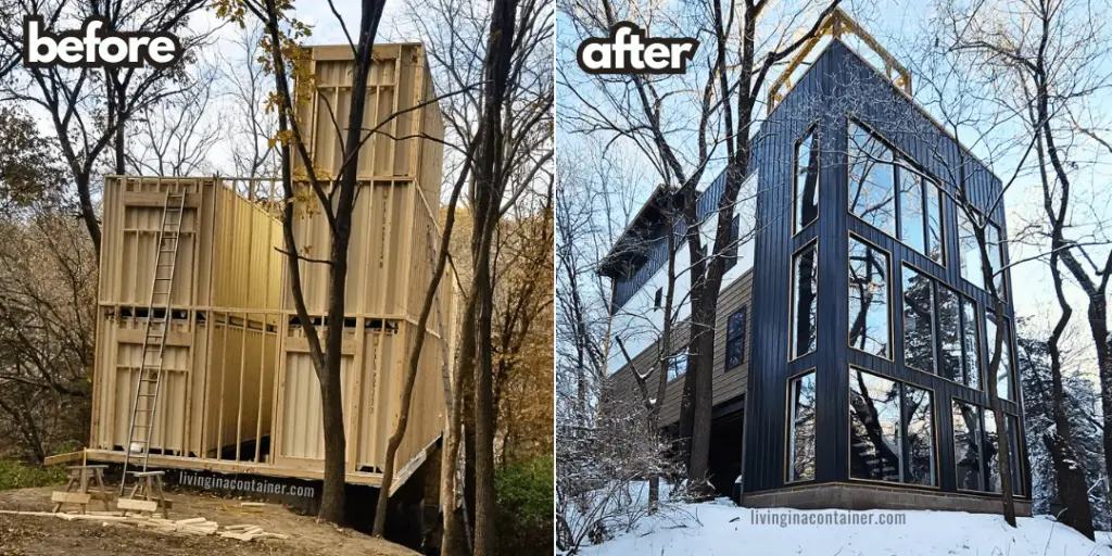 The Incredible Makeover of Two 20ft Shipping Containers | Living in a ...
