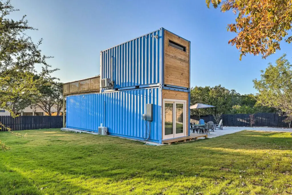 A Cozy Container Home Oasis with a Pool in Texas