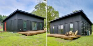 Innovative Living: Inside a 3x40ft Black Shipping Container Home Amidst ...