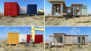 Four 20ft Shipping Containers Transformed into a Tiny Home Design