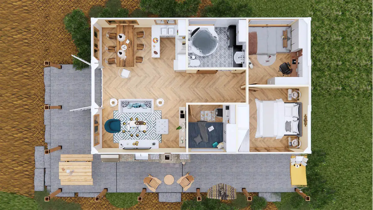 Wonderful 3 Bedroom Container House Design with Three 40 ft High Cube ...