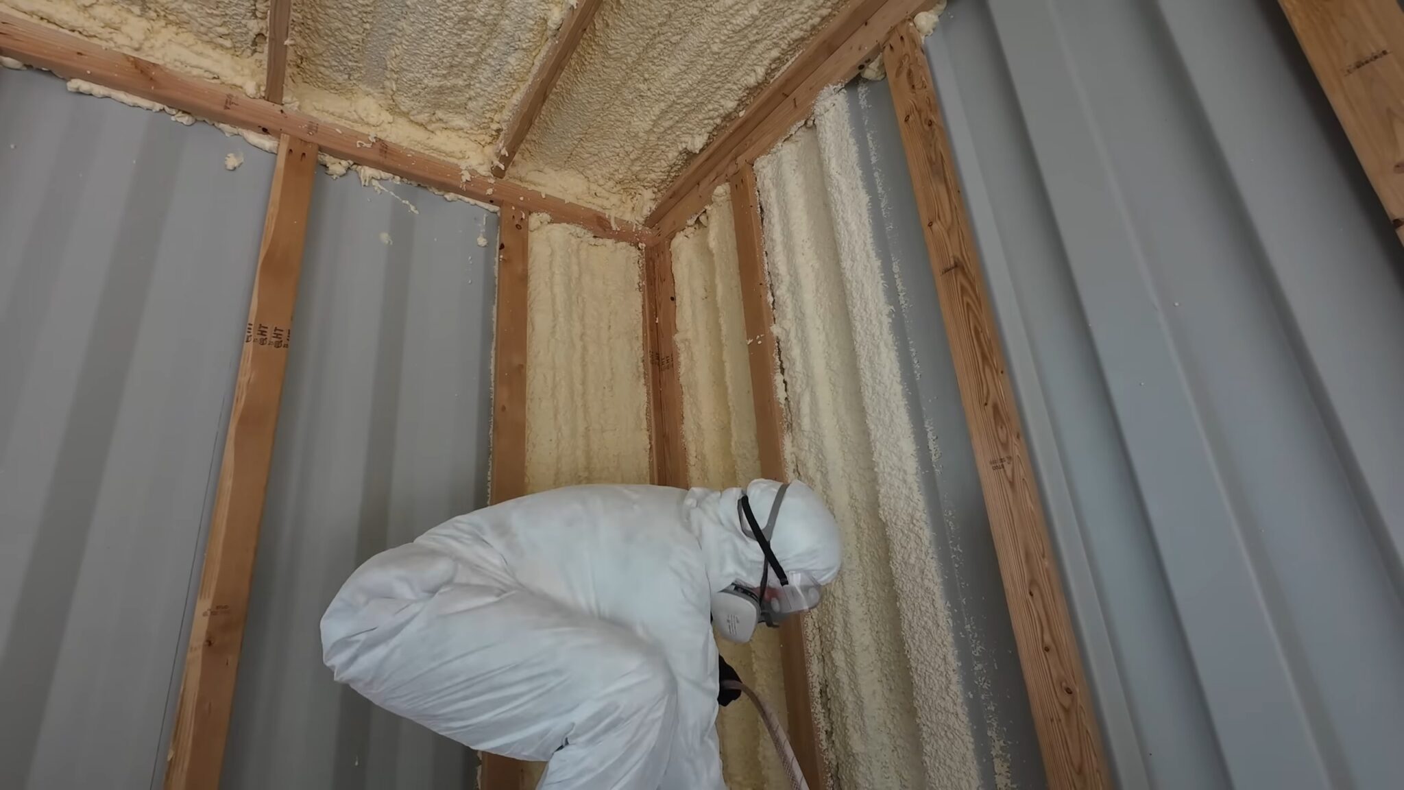 OFF-GRID Shipping Container House A/C & Spray Foam Insulation