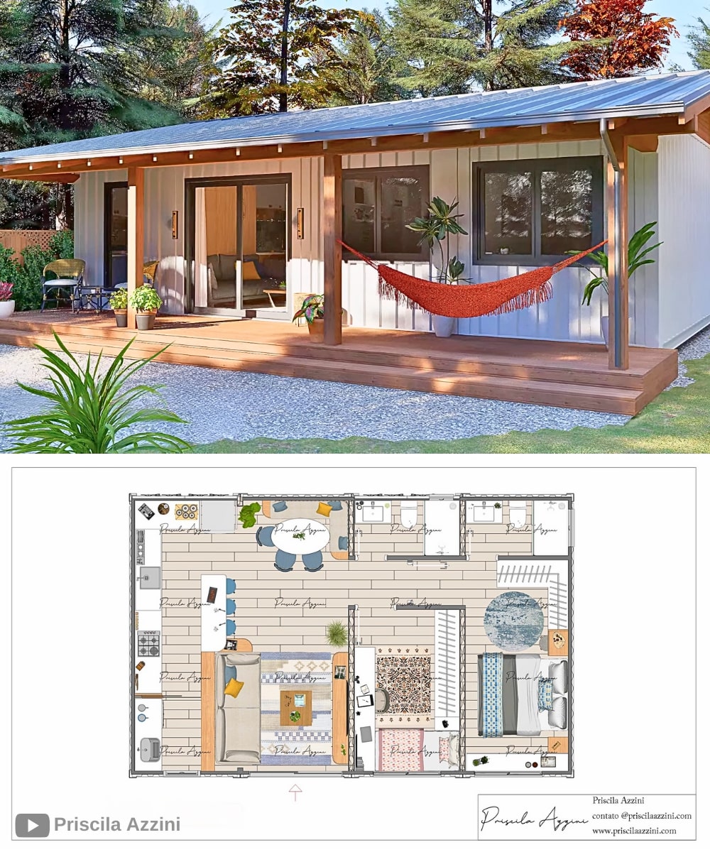 Functional Container House made with 4 x 20ft Shipping Containers