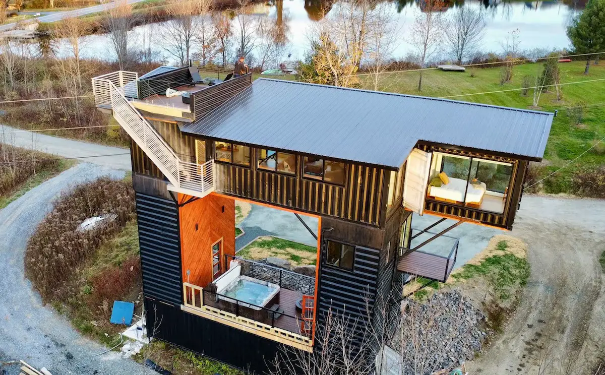 A Stunning Elevated Shipping Container Home